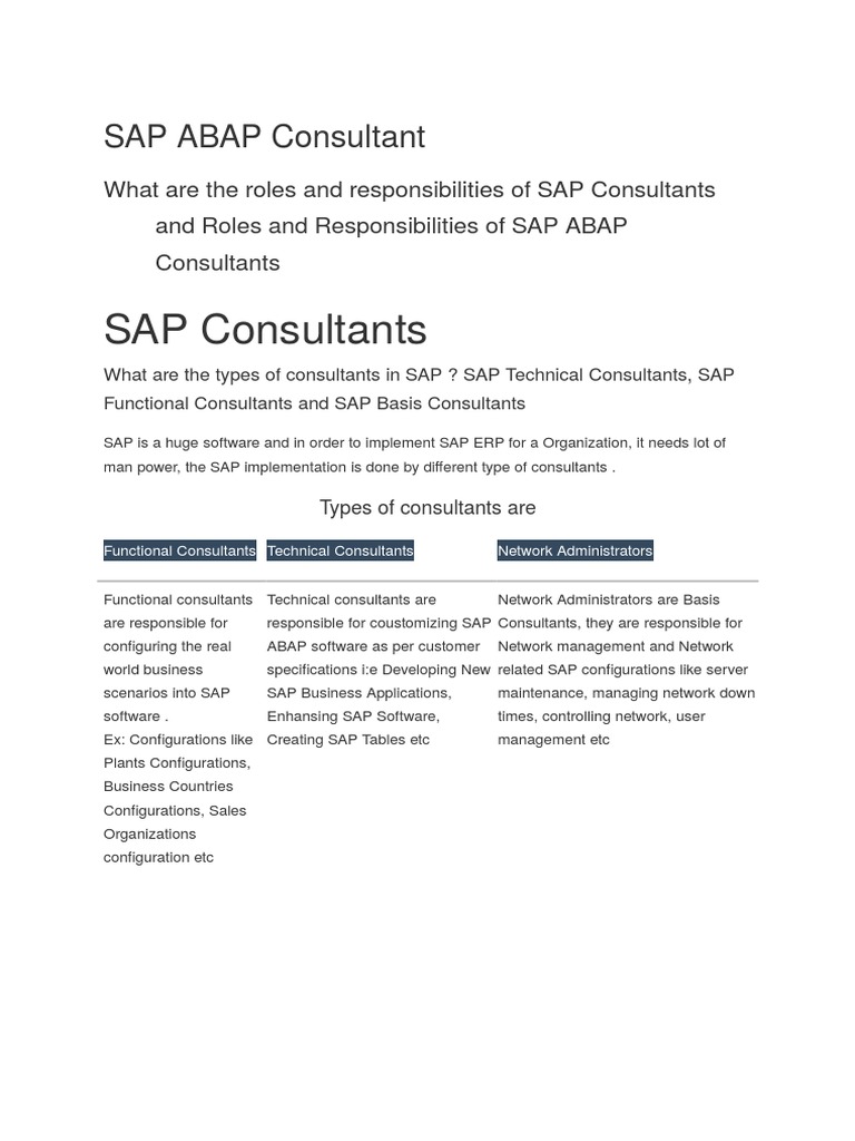 2-SAP ABAP Consultant | PDF | Sap Se | Consultant