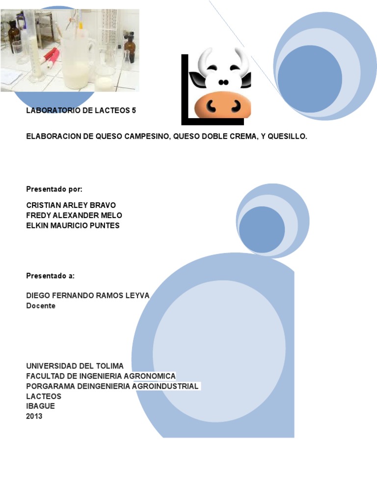 Informe LAB LACTEOS 5 Queso Campesino | PDF | Queso | Leche