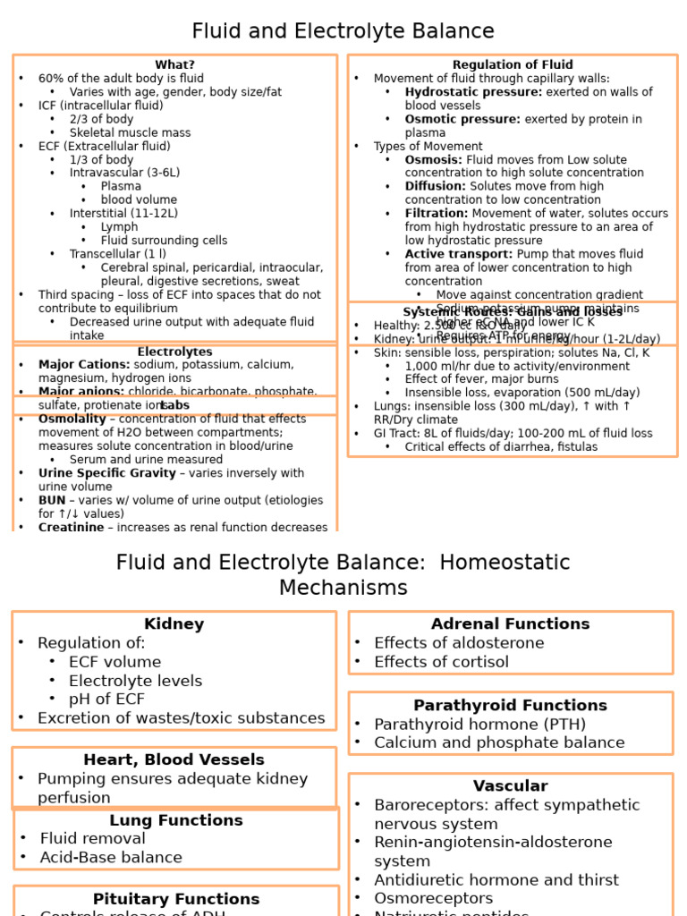 Fluid and Electrolyte Balance Overview | PDF | Physiology | Electrolyte