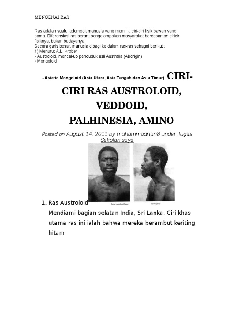 CIRI RAS AUSTROLOID, VEDDOID, PALHINESIA, AMINO | PDF