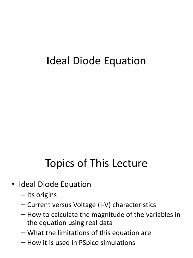 Diode Equations | Download Free PDF | P–N Junction | Diode
