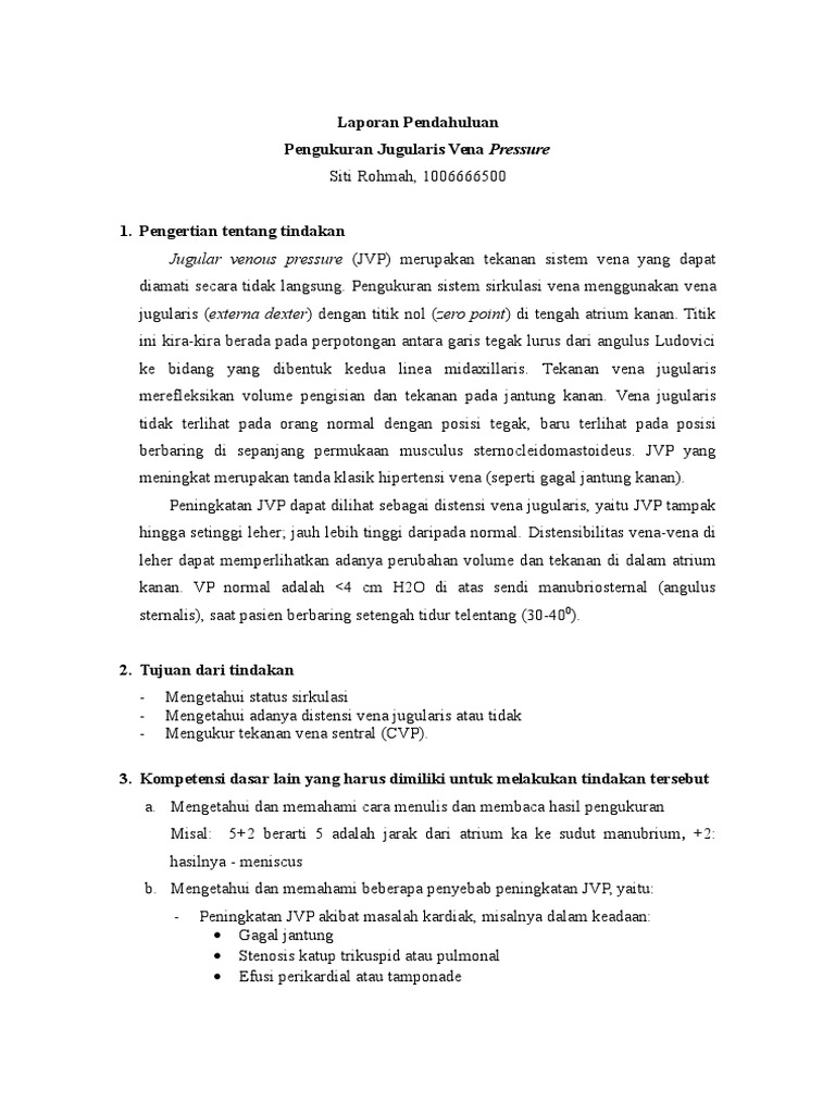 LP - Pengukuran JVP Dan CVP | PDF