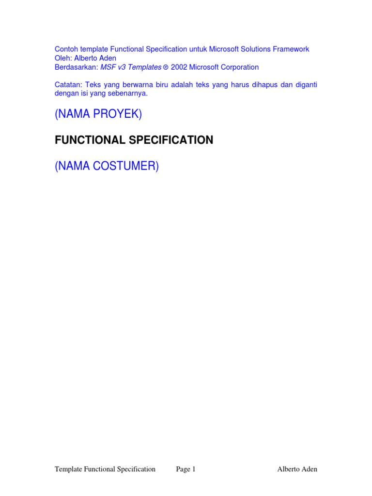 Functional Specification Template | PDF