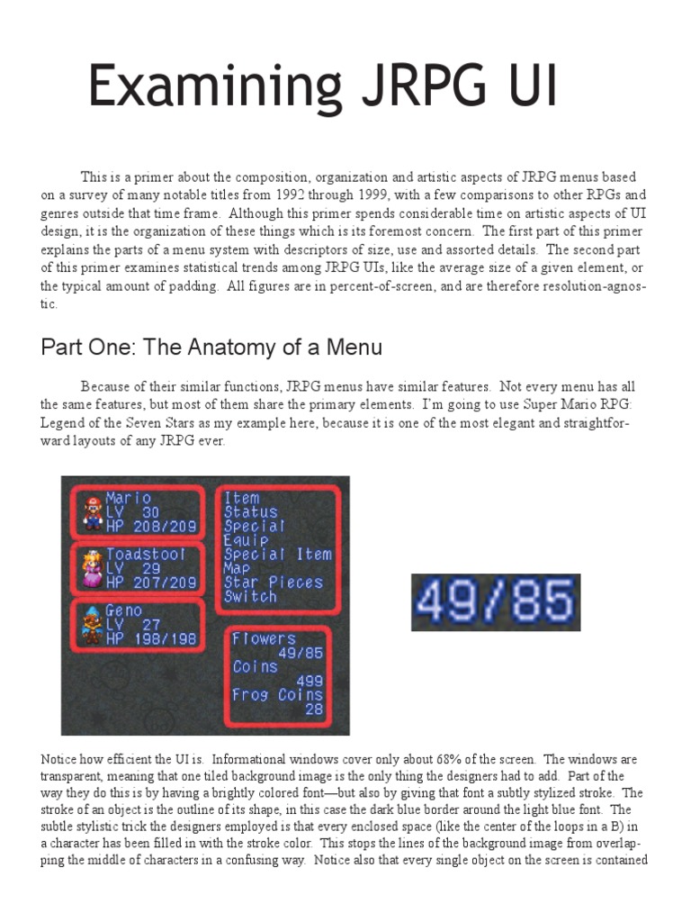 Examining JRPG UI | PDF | Menu | Cartesian Coordinate System