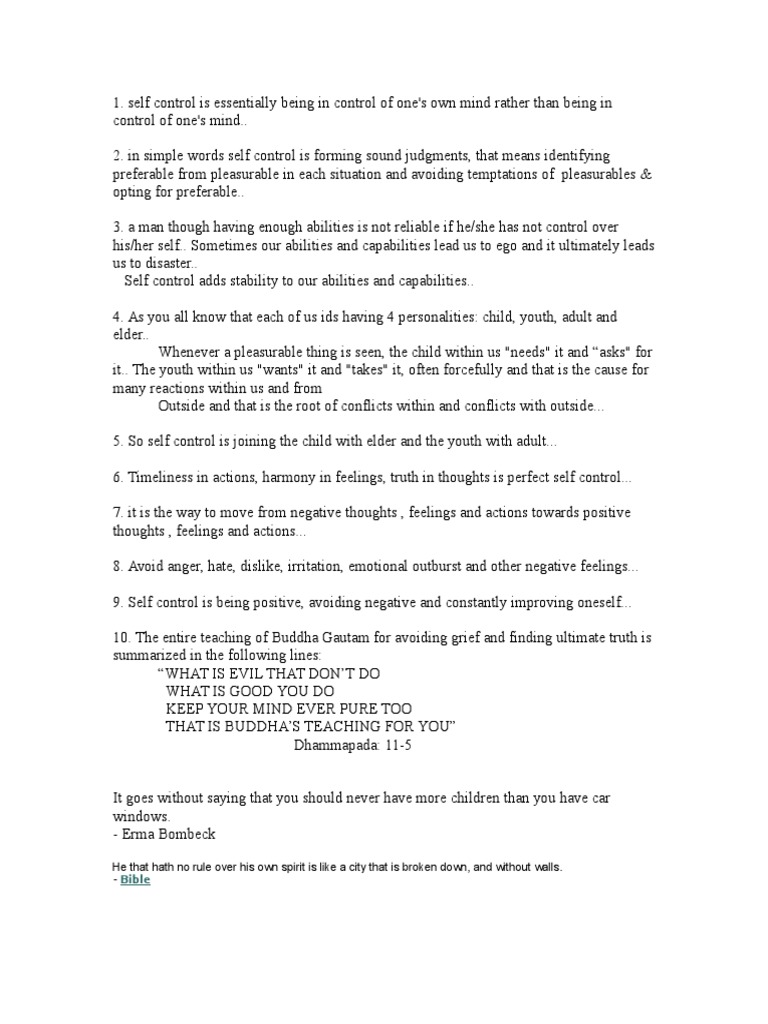 Self Control | PDF | Id | Self