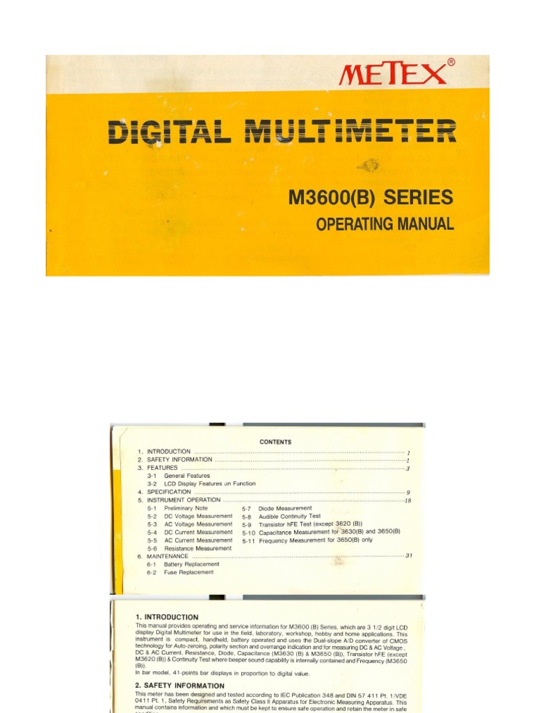 Metex M3600 B Series Operating Manual | PDF