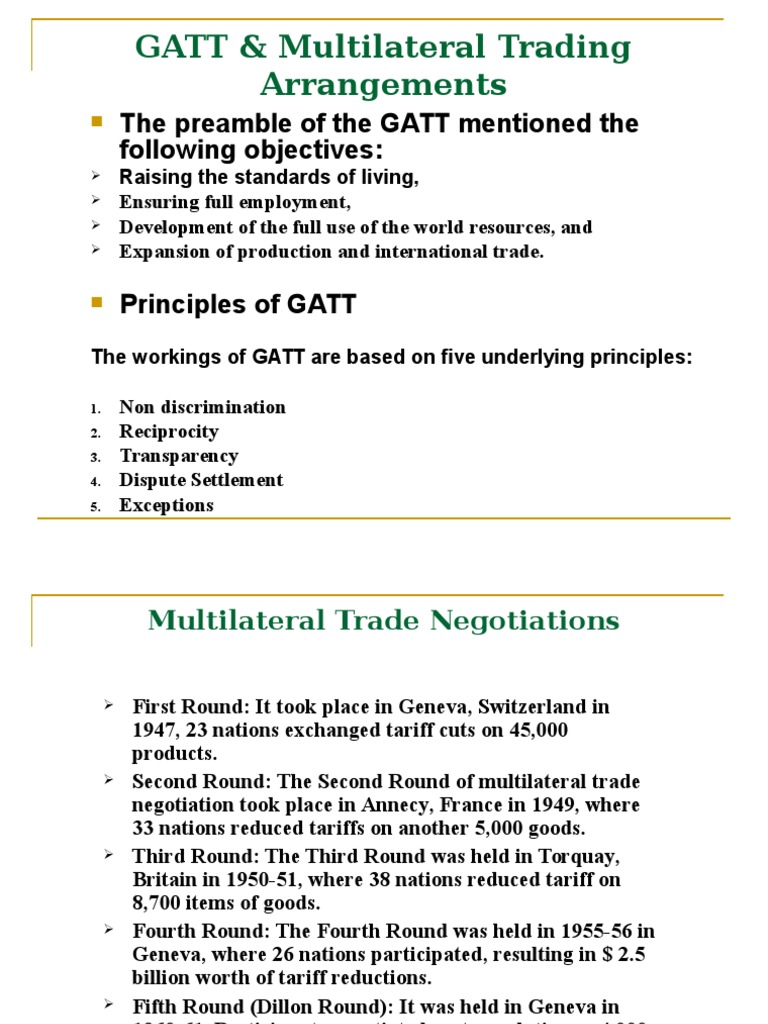 GATT & Multilateral Trade Agreements | PDF | General Agreement On ...