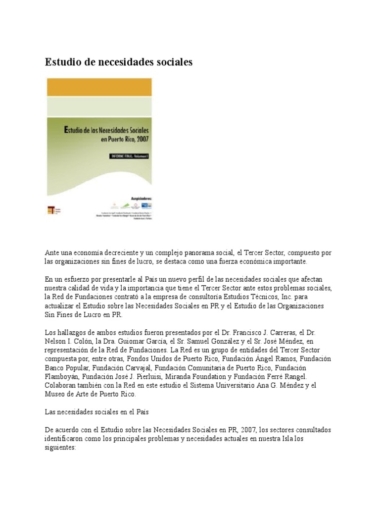 Estudio de Necesidades Sociales | PDF | Puerto Rico | Euro