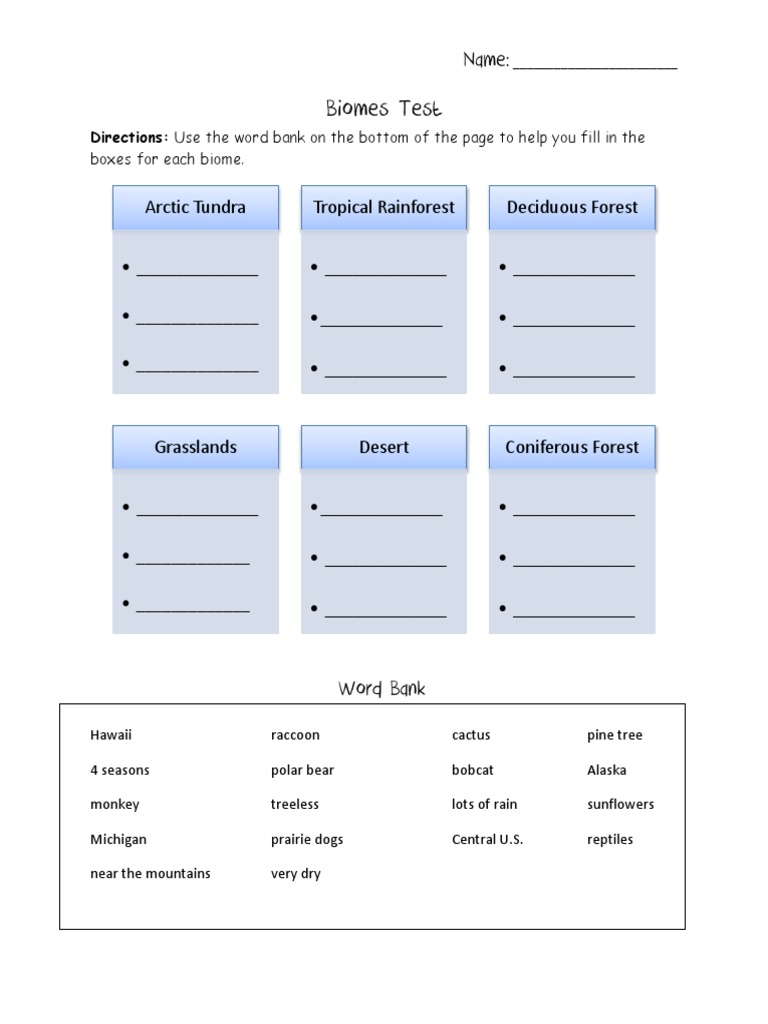 Biomes Test | PDF