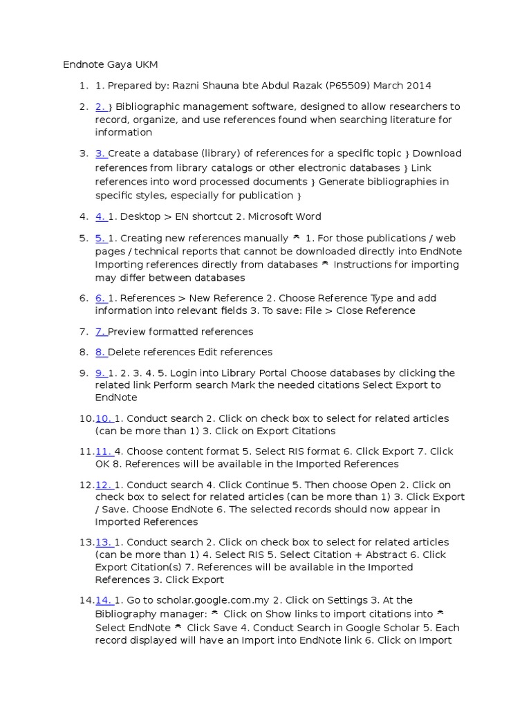 Endnote Gaya UKM | Information Science | Bibliography