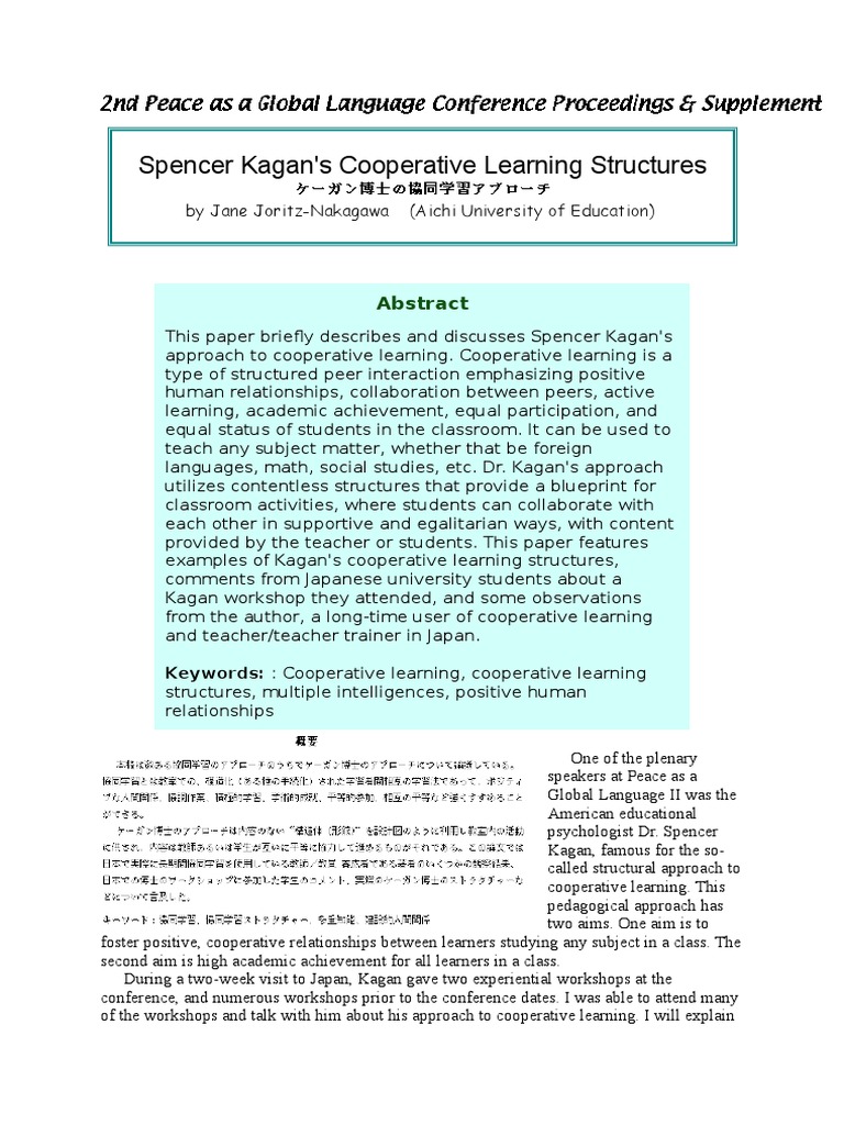 Spencer Kagan Structures | PDF | Interdependence | Interpersonal ...