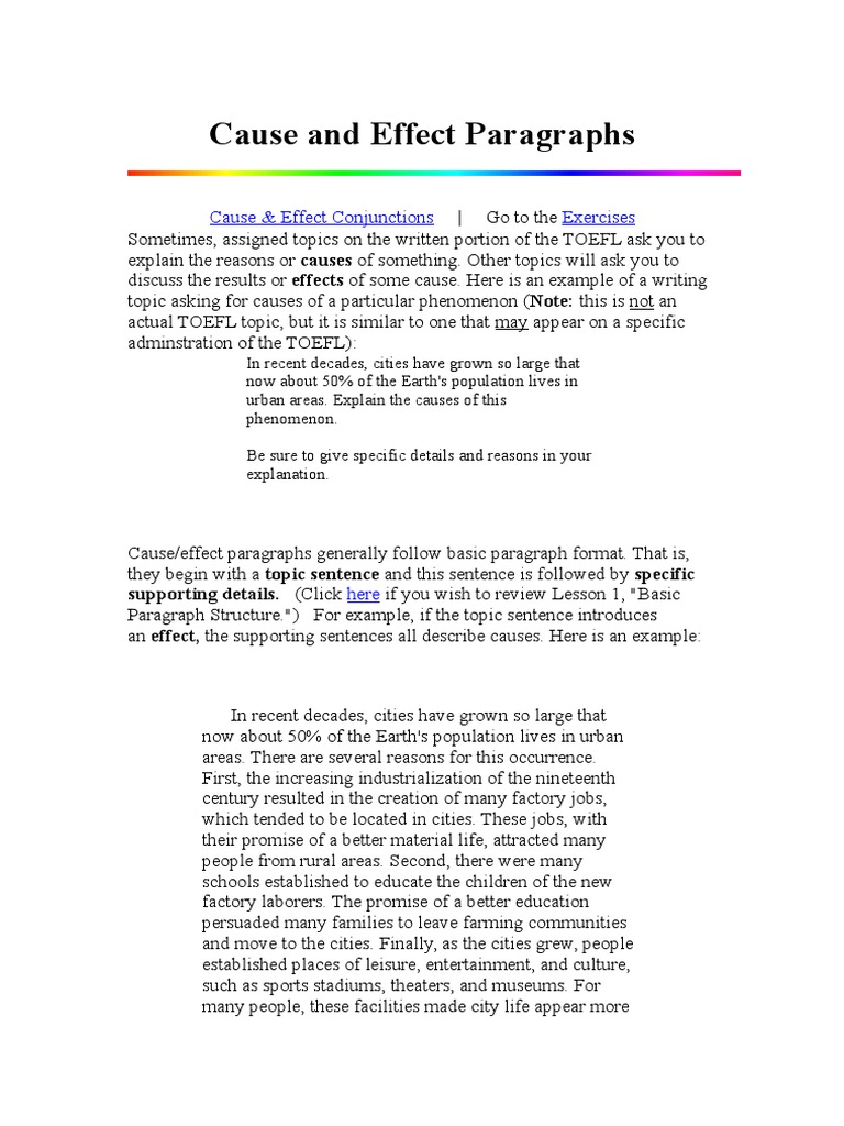Cause and Effect Paragraphs | Sentence (Linguistics) | Causality