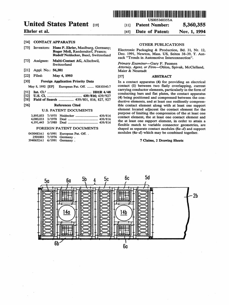 Us 5360355 | PDF | Electrical Conductor | Screw