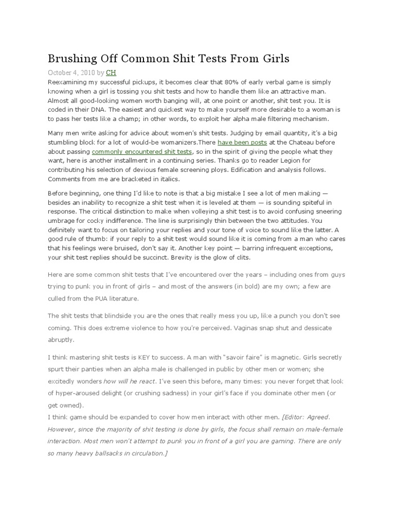 Shit Test Compendium | PDF | Conversation | Jokes