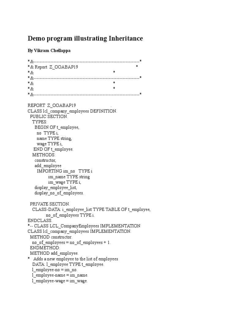 Demo Program Illustrating Inheritance Pdf Method Computer Programming Inheritance