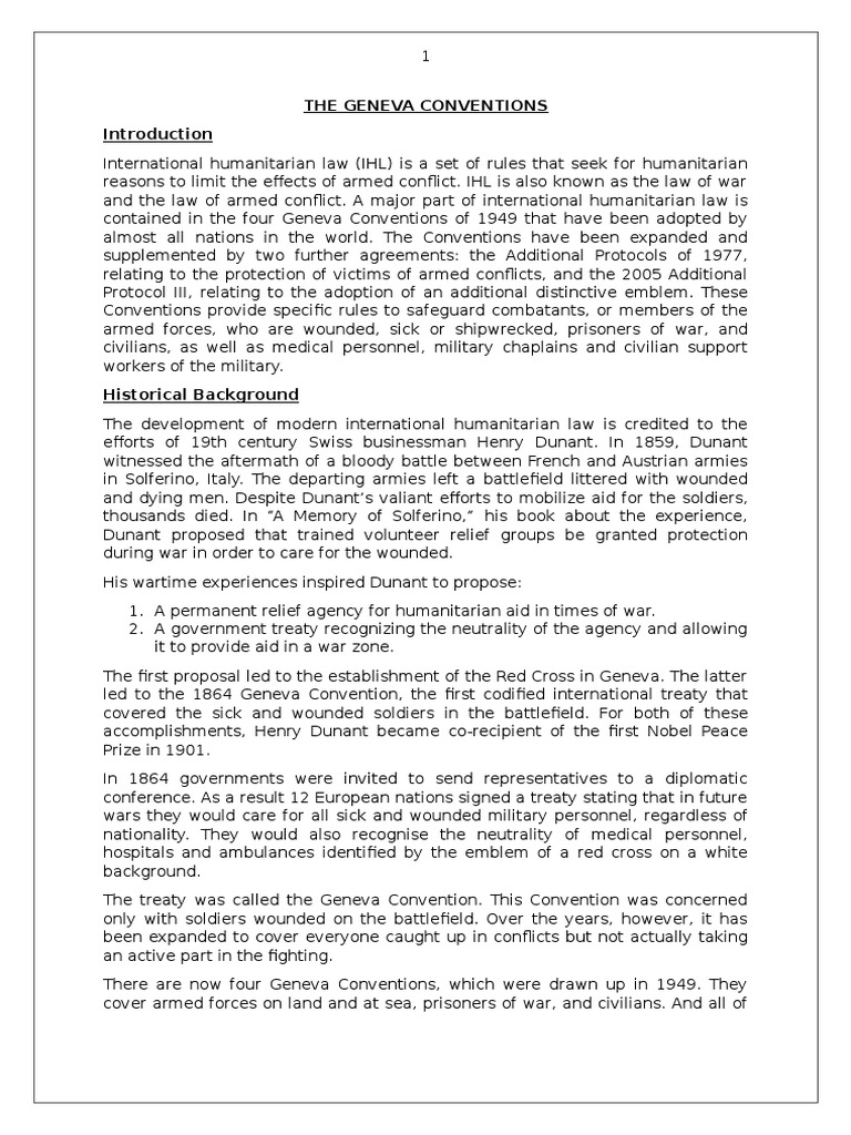 Note On Geneva Convention | PDF | Geneva Conventions | International ...