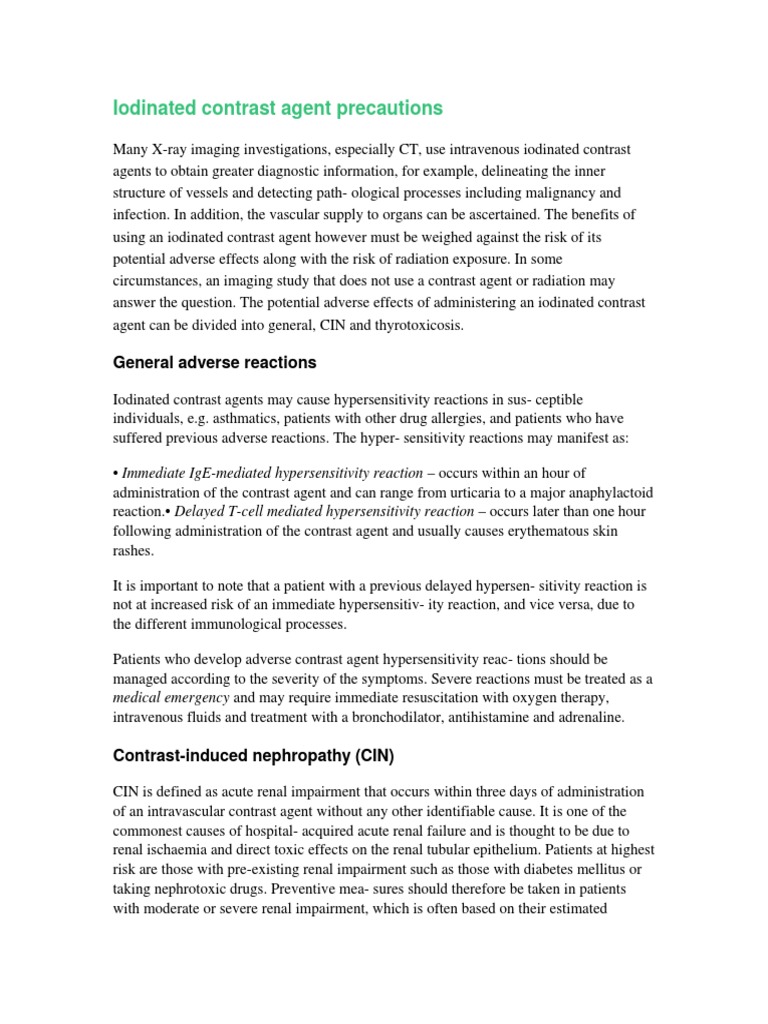 Guidelines for Safe Administration of Iodinated Contrast Agents and ...