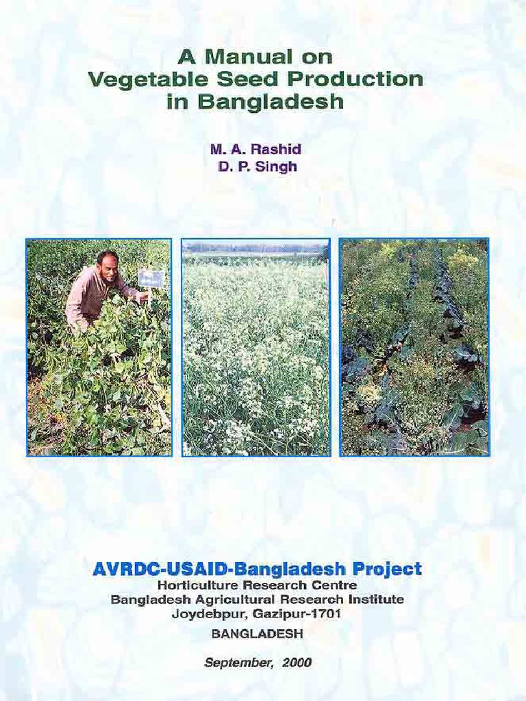 Manual On Vegetable Seed Production In Bangladesh Pdf Flowers