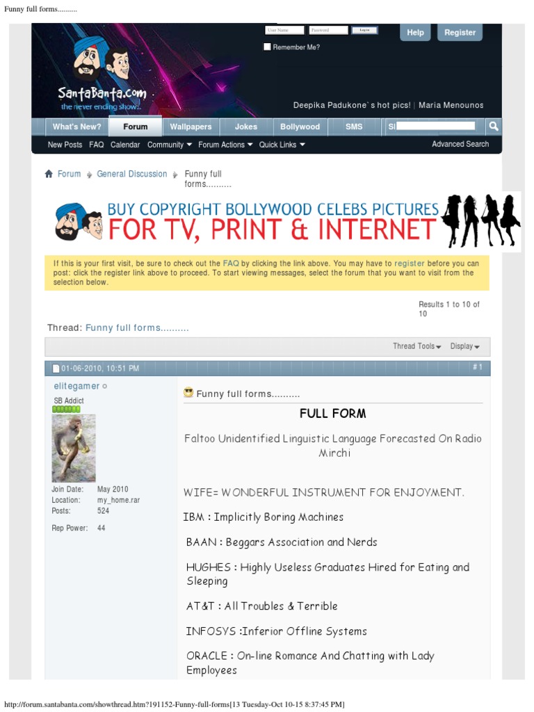 Funny Full Forms......... | PDF | Internet Forum | World Wide Web