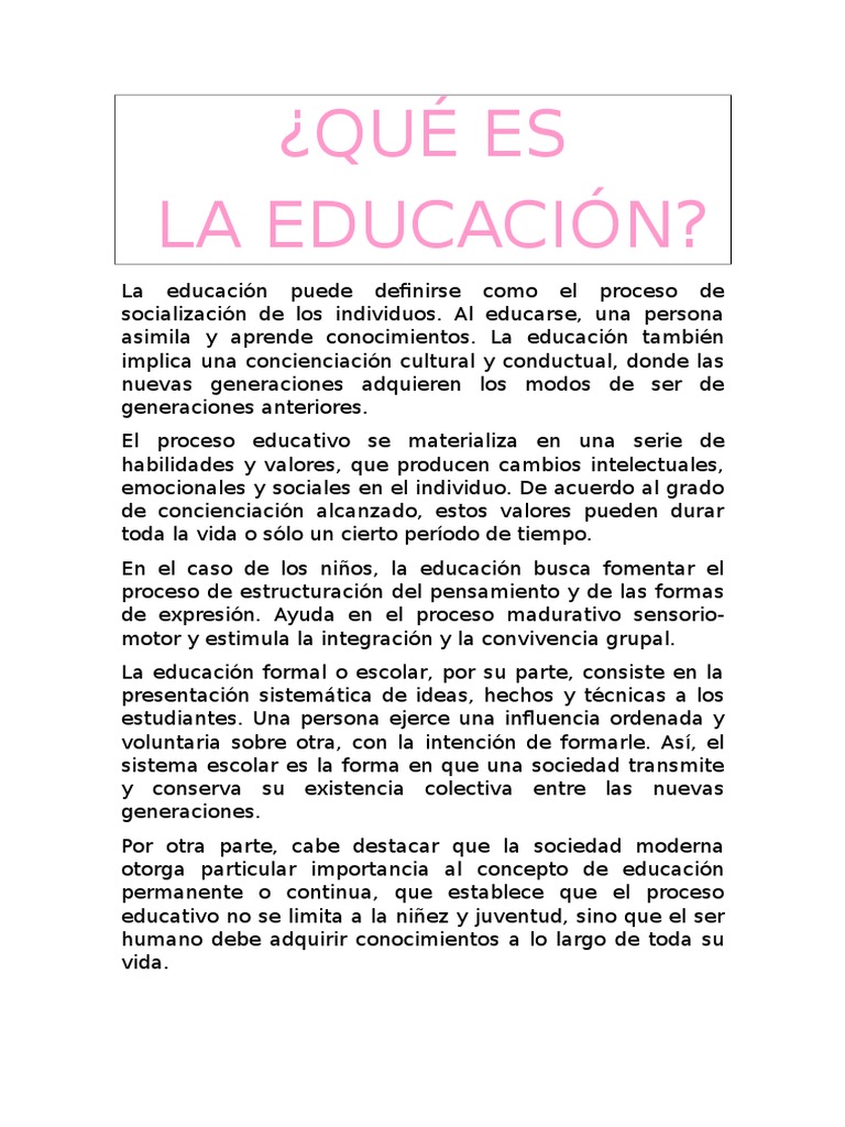 Que Es La Educacion | PDF