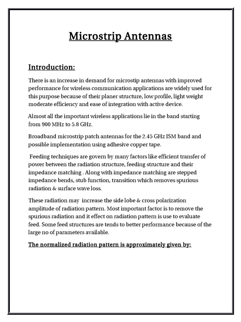 Microstrip Antennas | PDF | Antenna (Radio) | Coaxial Cable