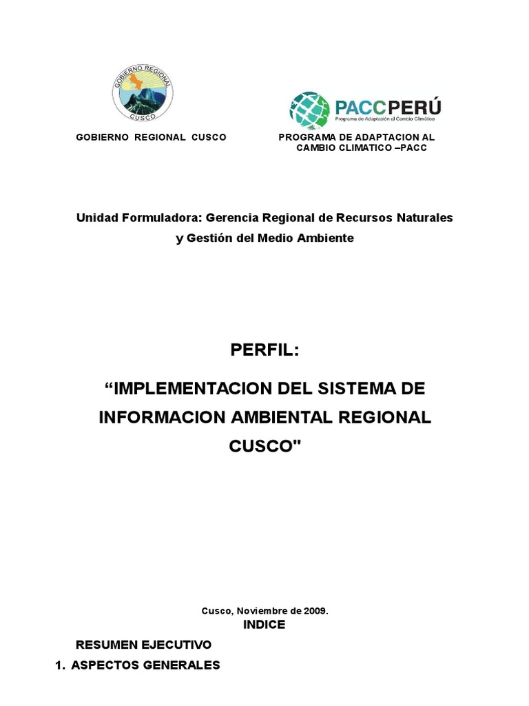 Implementacion Del Sistema de Informacion Ambiental Regional Cusco ...