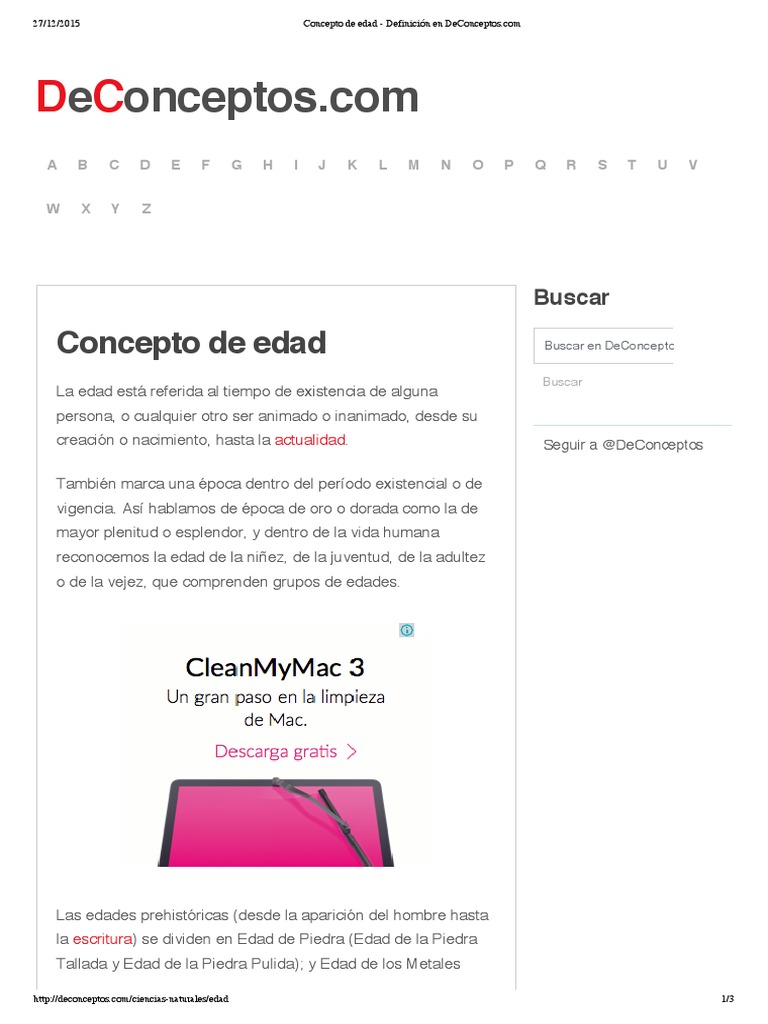 Concepto de Edad - Definición en DeConceptos | PDF | Vejez | Sicología