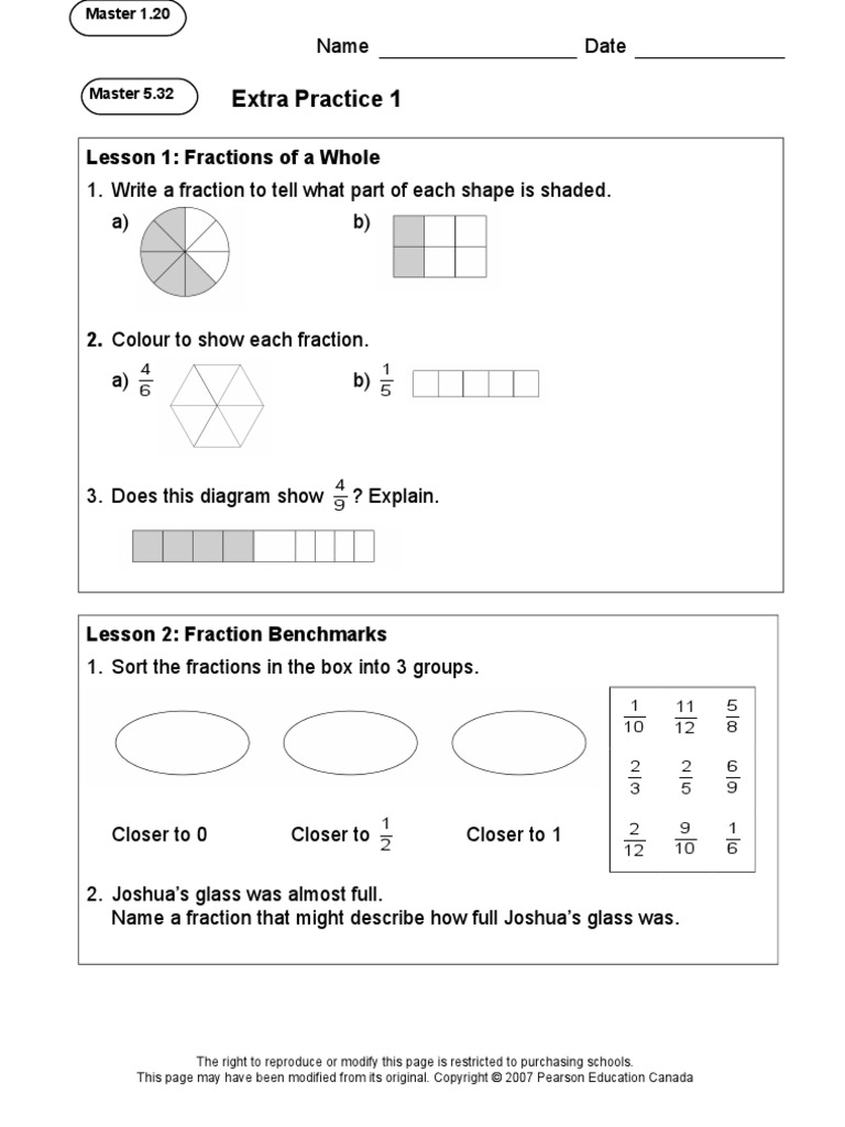 GR 4 Unit 5 Extra Practice | PDF | Fraction (Mathematics) | Mathematical Notation