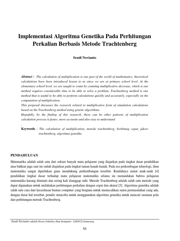 Implementasi Algoritma Genetika Pada Perhitungan Perkalian Berbasis ...