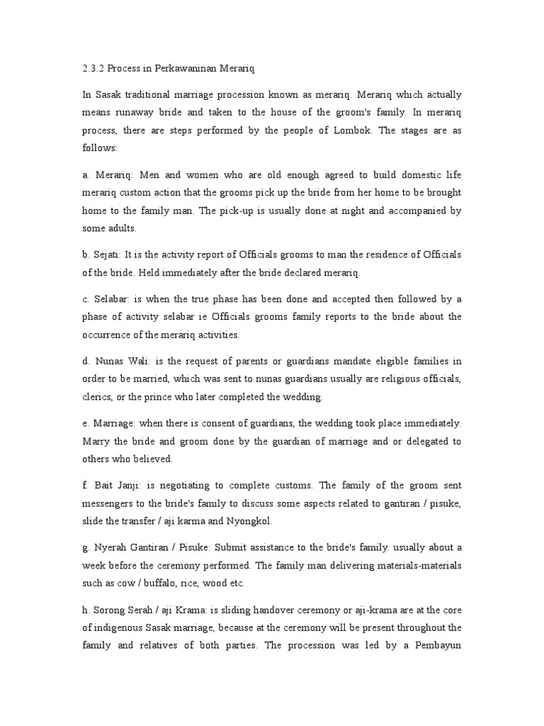 Merariq: Sasak Wedding Traditions Explained | PDF | Marriage | Wife