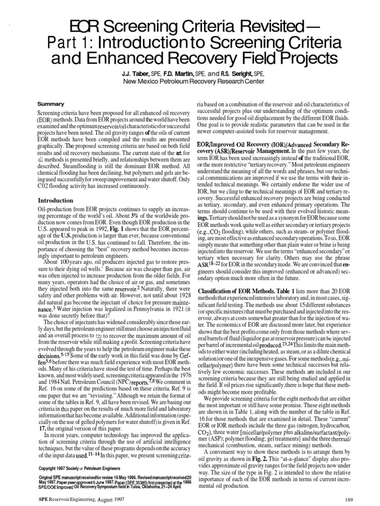 Eor Screening Criteria Revisitedpart 1 Pdf