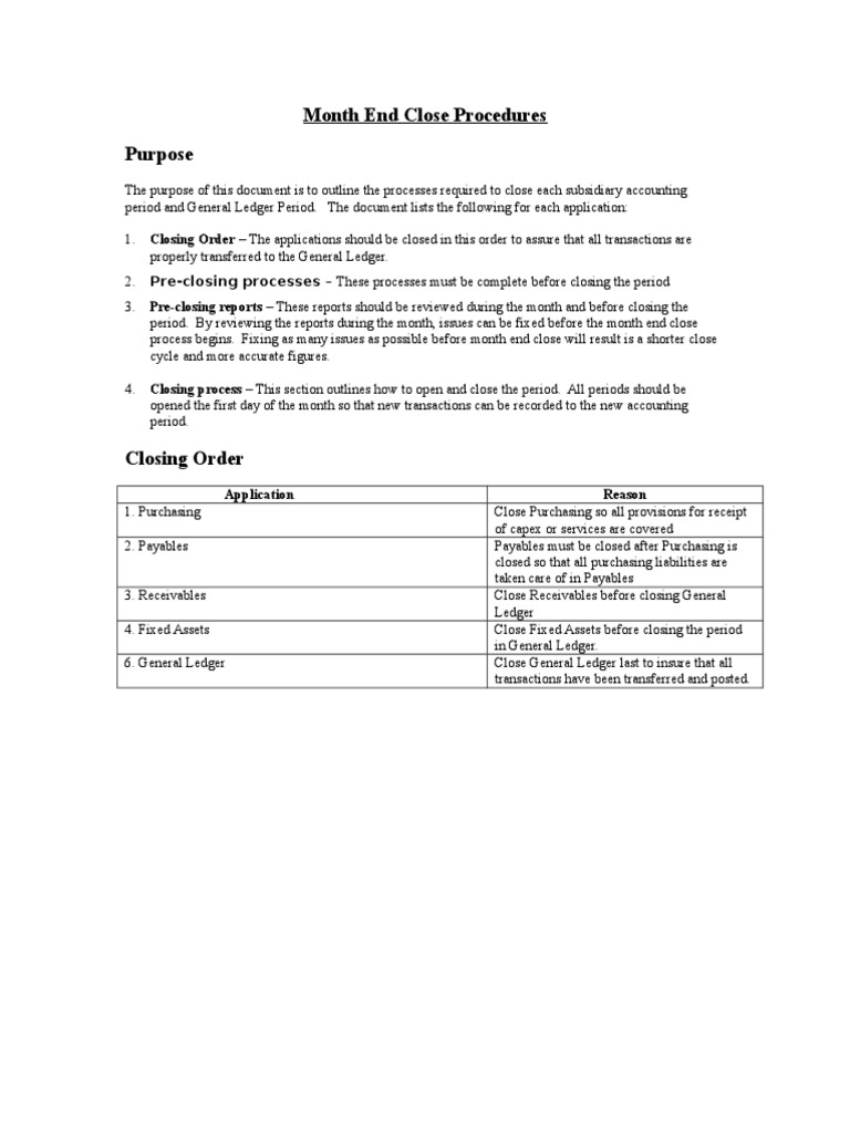 Month End Closing Procedures 0 | Financial Transaction | Payments