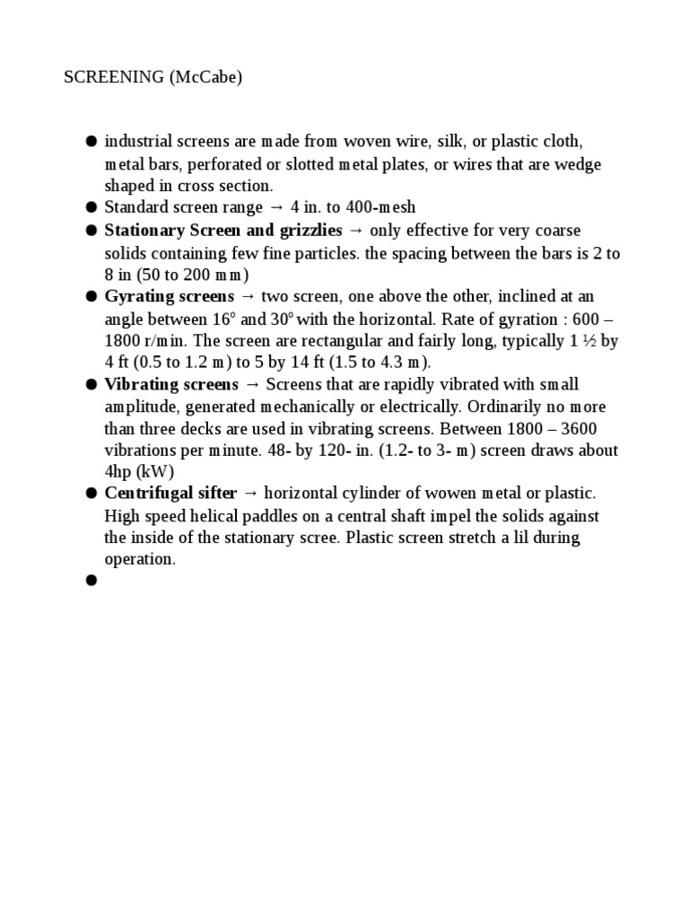 Industrial Screening Methods Explained | PDF | Home & Garden