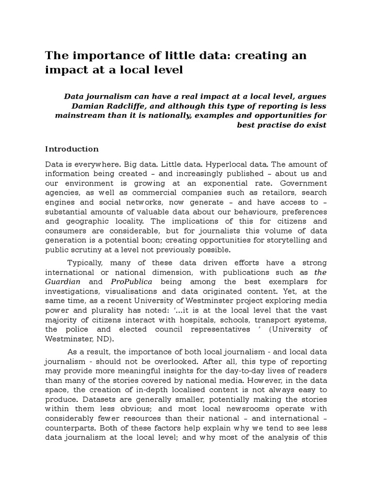 The Importance of Little Data: Creating An Impact at A Local Level ...
