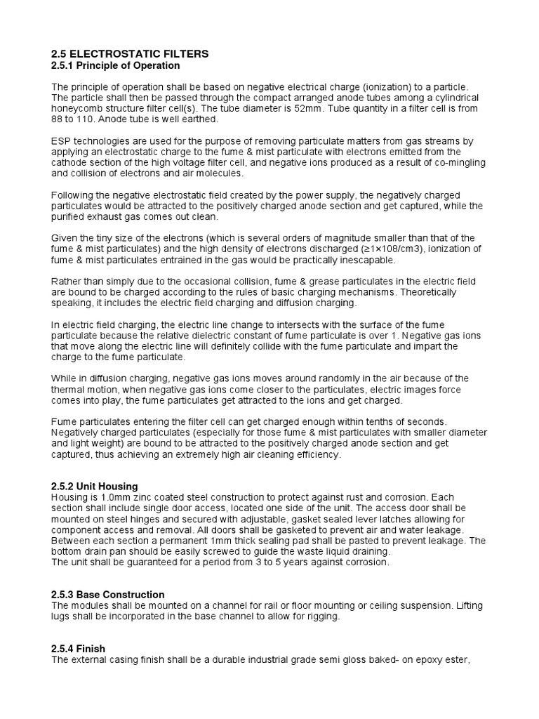 Klean Esp - Ecology Units Spec | PDF | Electric Charge | Vacuum Tube