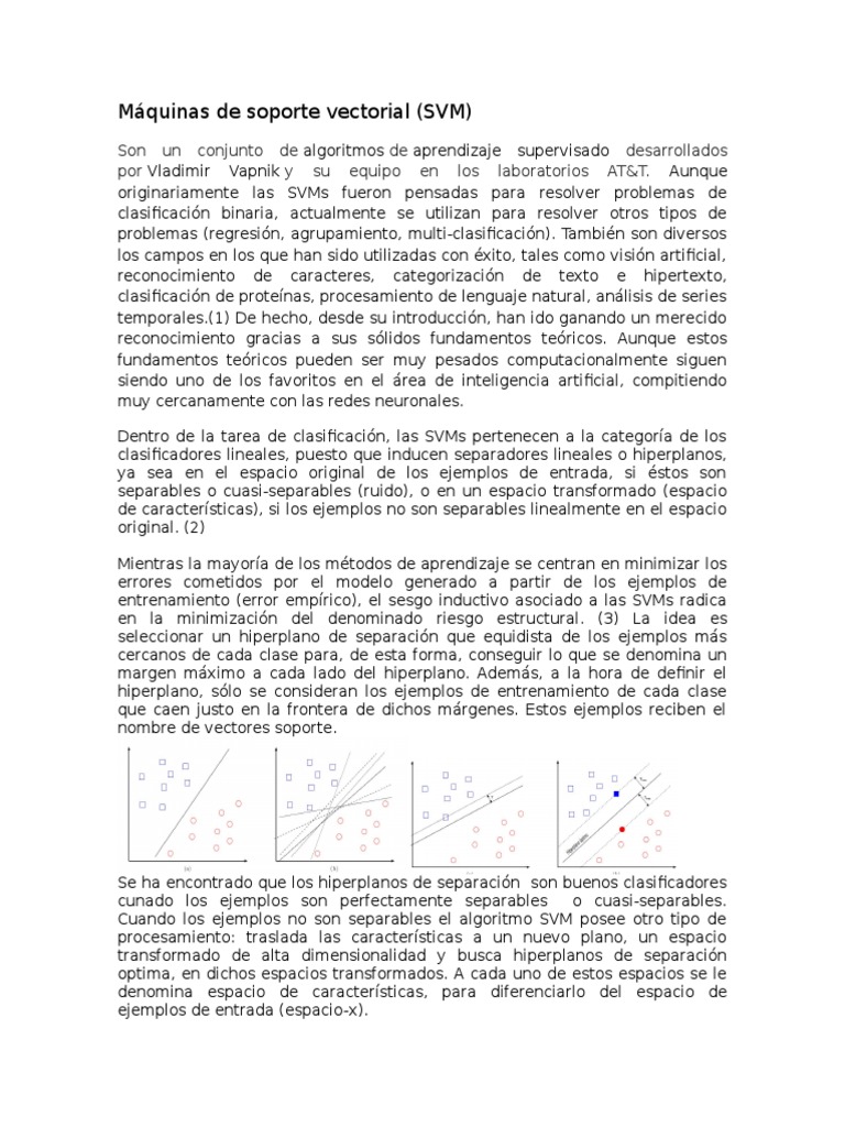 Máquinas de Soporte Vectorial | PDF | Máquinas de vectores soporte ...