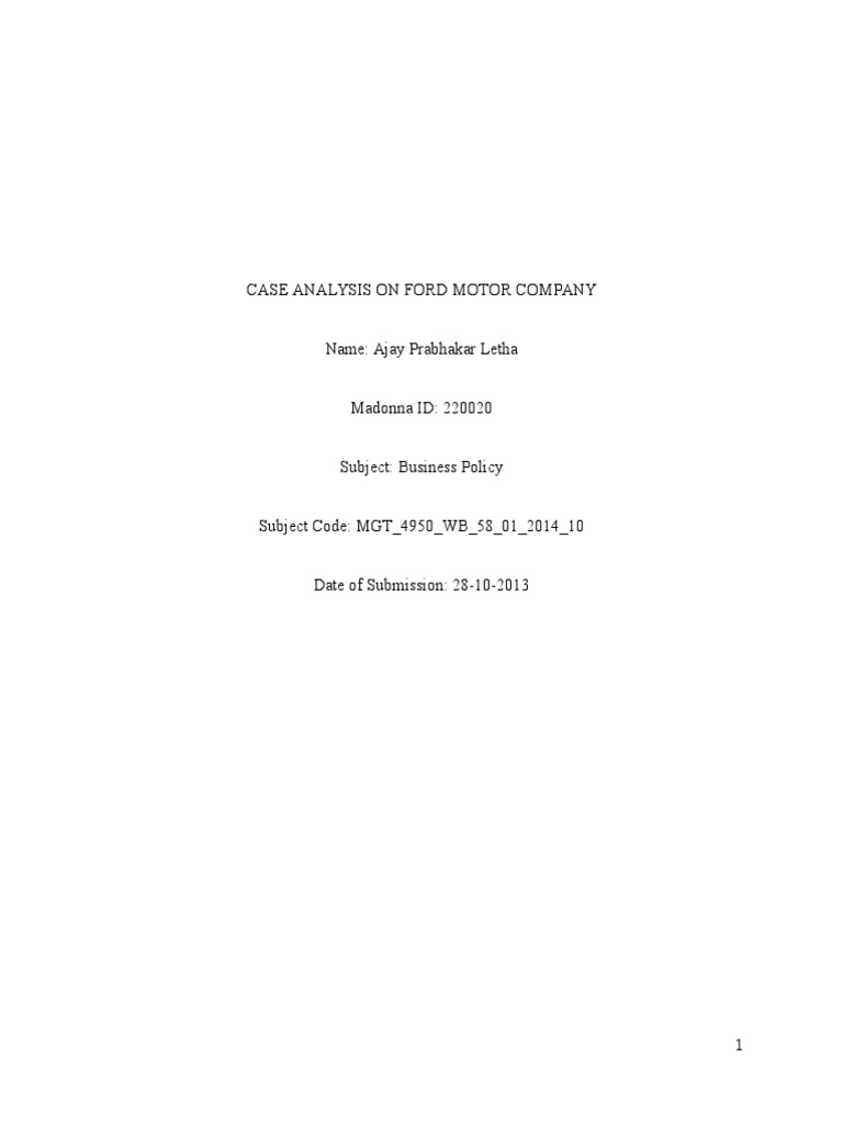 The Ford Motors Strategies | PDF | Ford Motor Company | Market Segmentation