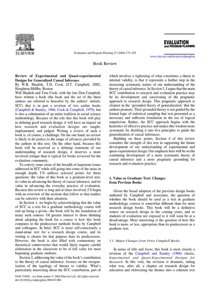 Exper Design Book Review | PDF | Validity (Statistics) | Causality