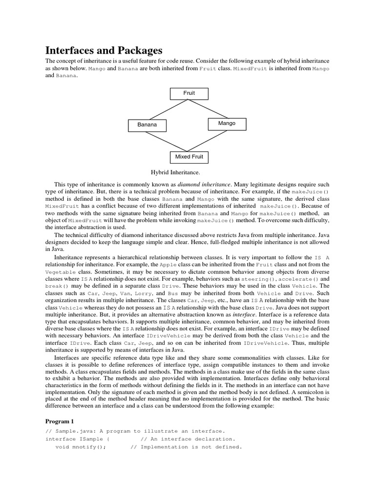 I.interfaces and Packages | PDF | Class (Computer Programming) | Inheritance (Object Oriented ...