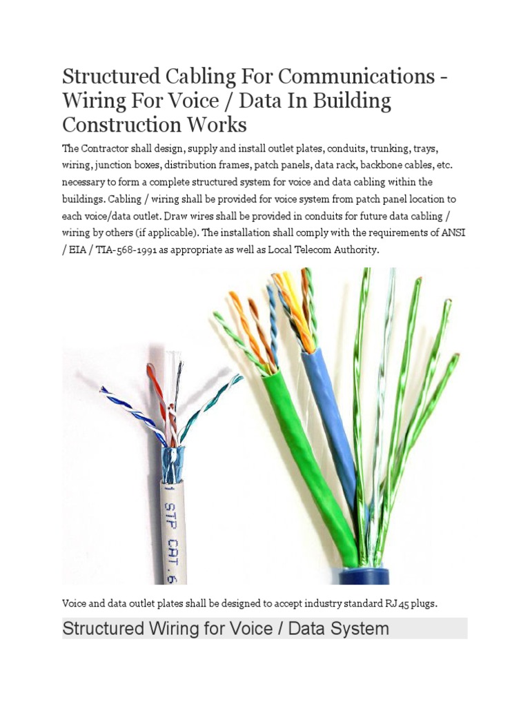 Structured Cabling For Communications | PDF | Electrical Wiring | Cable