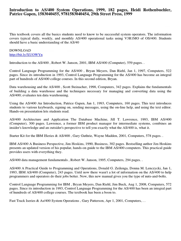 Introduction To As400 System Operations | PDF | Ibm System I | Data Warehouse