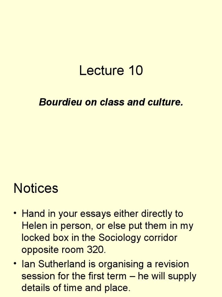 Bourdieu: Class, Culture, and Habitus | PDF | Sociological Theories ...
