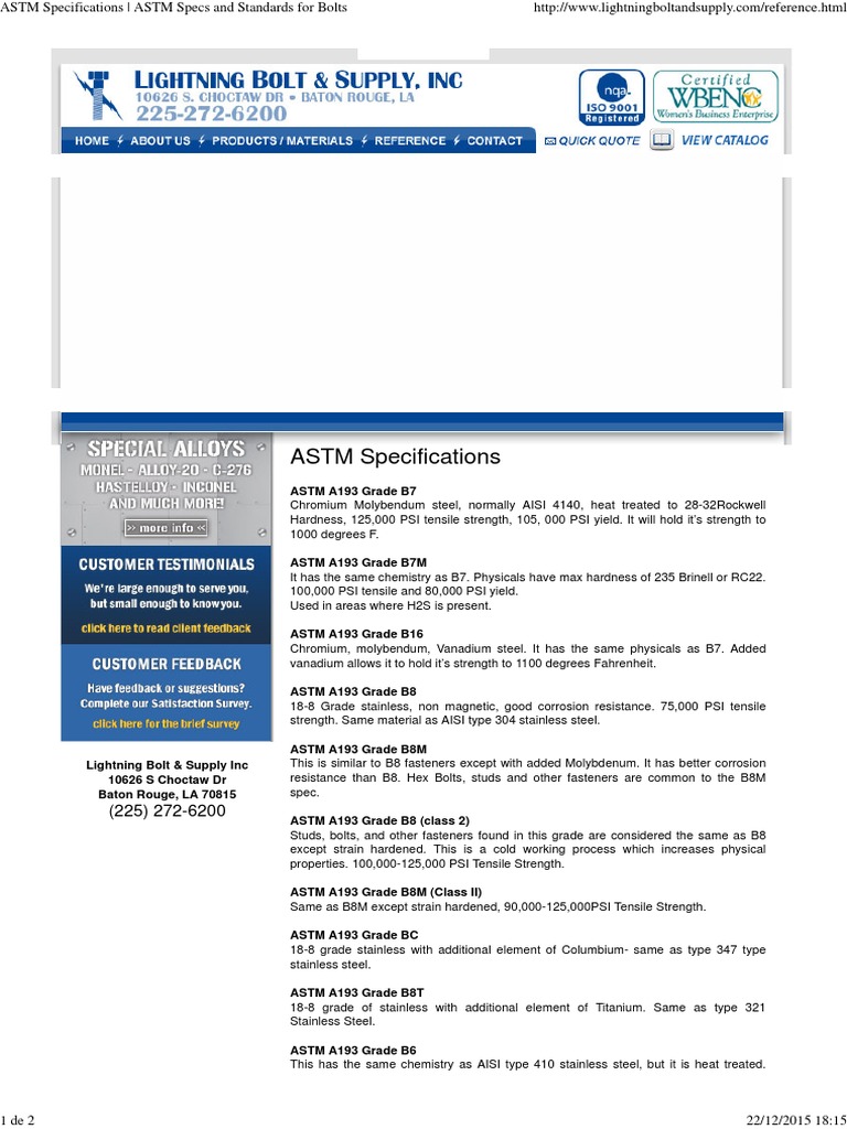ASTM Specifications _ ASTM Specs and Standards for Bolts | Stainless ...