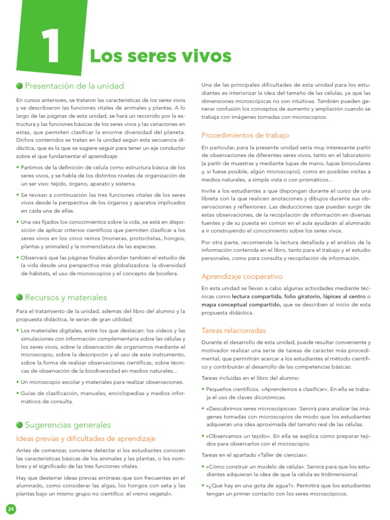 Estructura y funciones de los seres vivos | PDF | Biología Celular ...