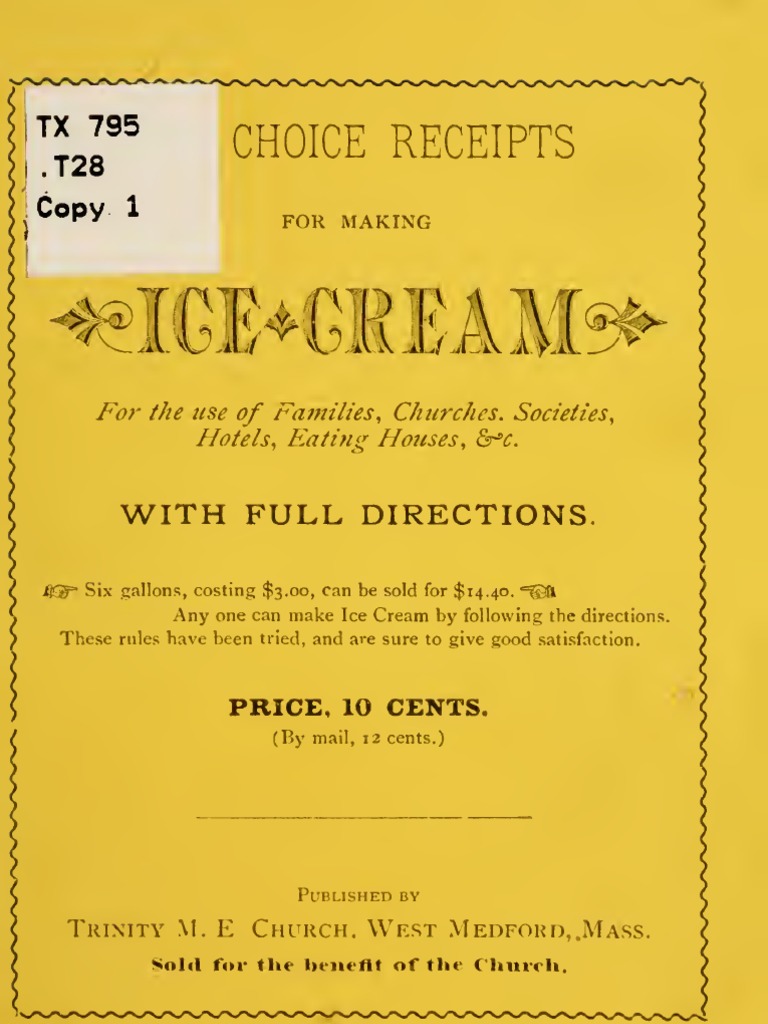 Ten Choice Receipts For Making Ice Cream (1881) | PDF | Ice Cream | Foods
