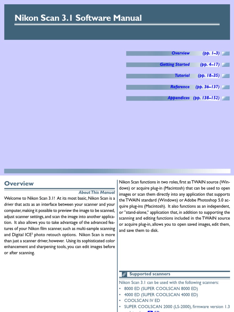 Nikon Scan 3.1 User Manual | PDF | Image Scanner | Installation ...