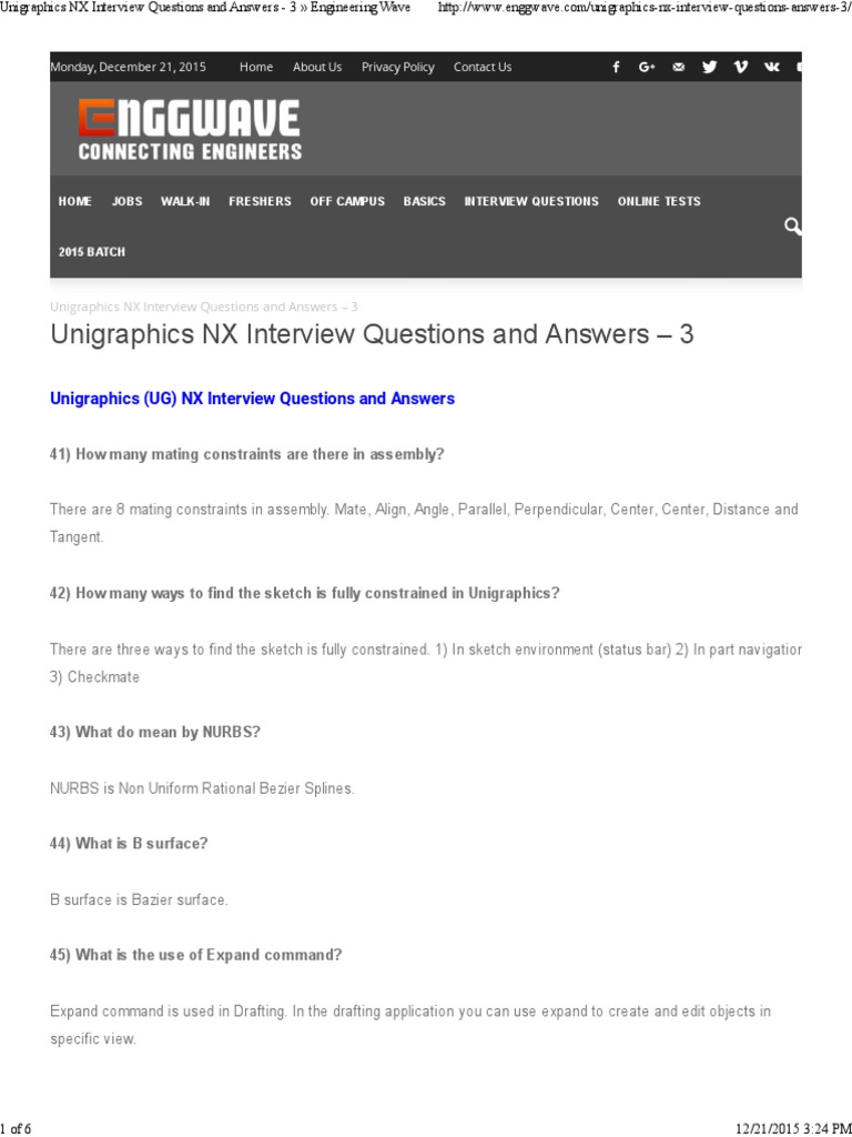 Unigraphics NX Interview Q&A Guide | PDF | Technical Drawing | Shape