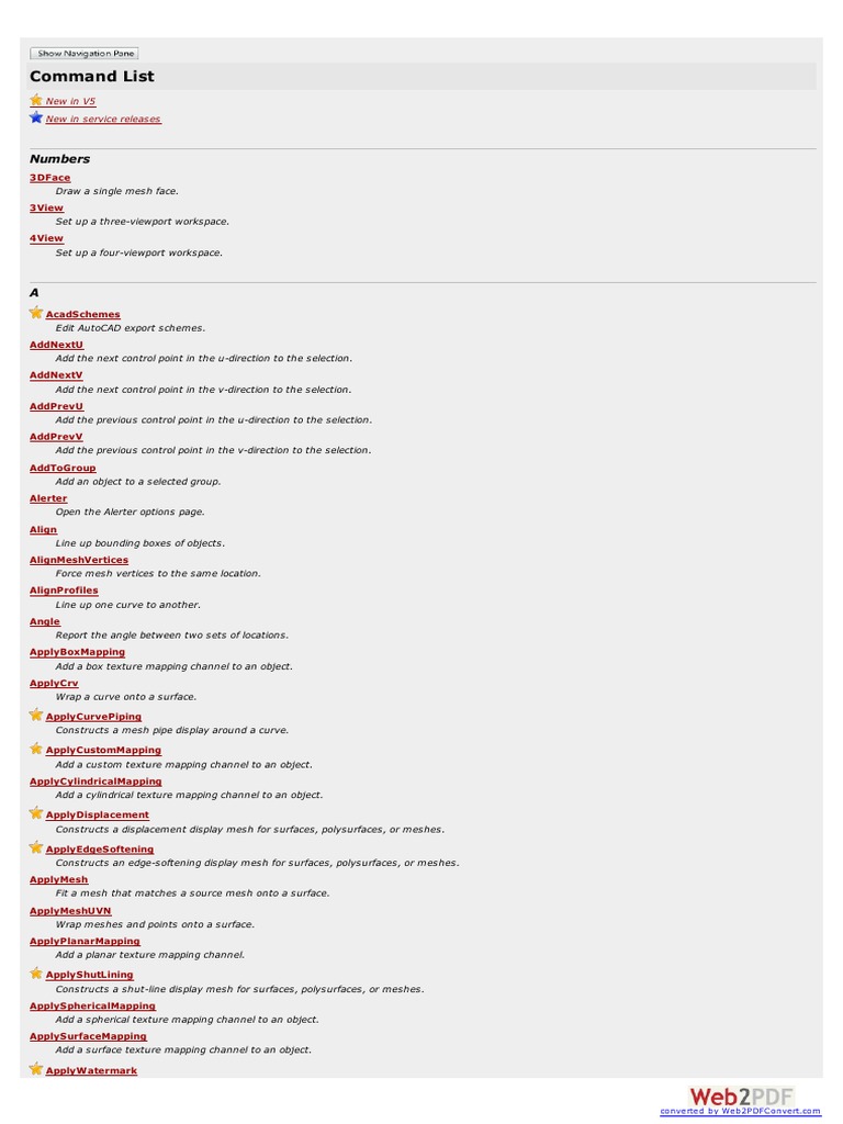 Rhino Command List | PDF | Rendering (Computer Graphics) | Texture Mapping