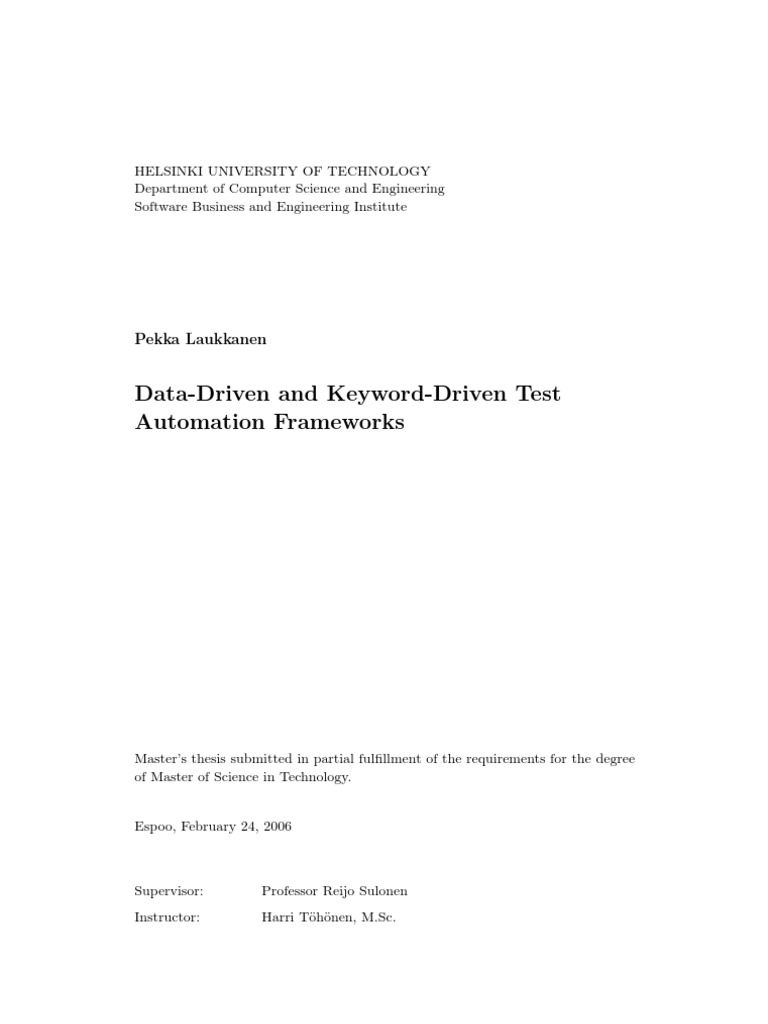 Data Driven And Keyword Driven Test Automation Frameworks Pdf Test
