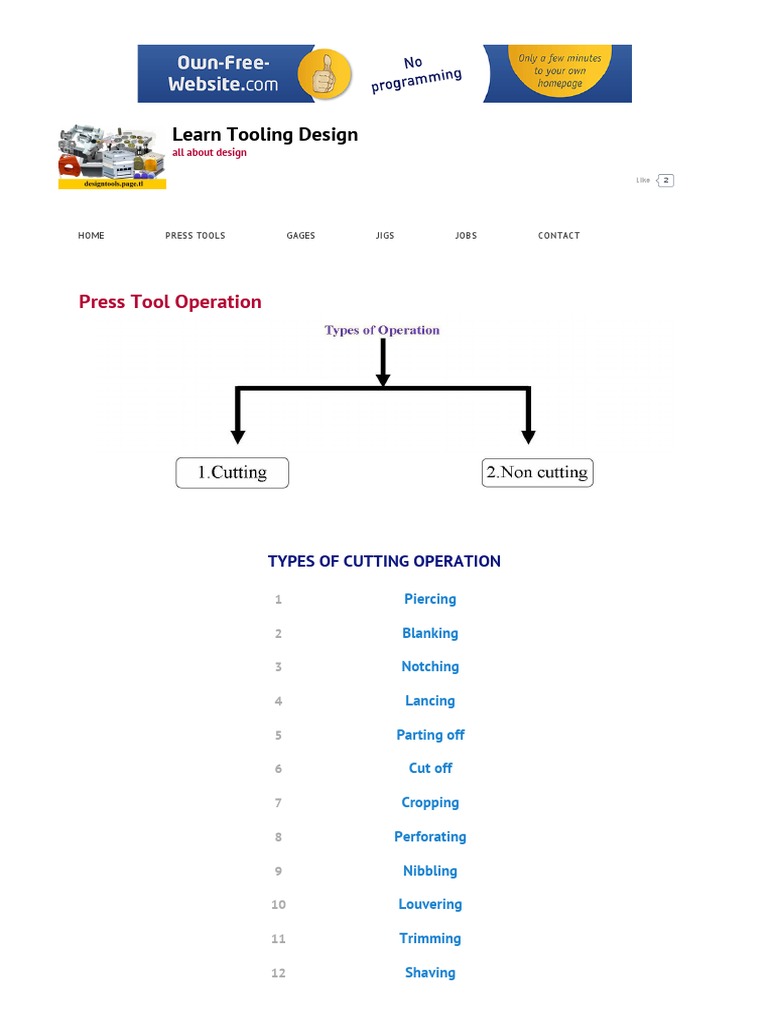 TOOL DESIGN - Press Tool Operation | PDF